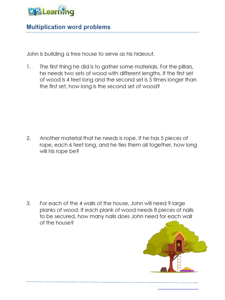 Grade 3 Multiplication Word Problems A3-1-2 | PDF