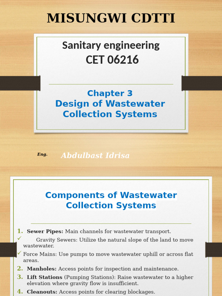 Design of Wastewater Collection System. | PDF | Sanitary Sewer | Sewerage