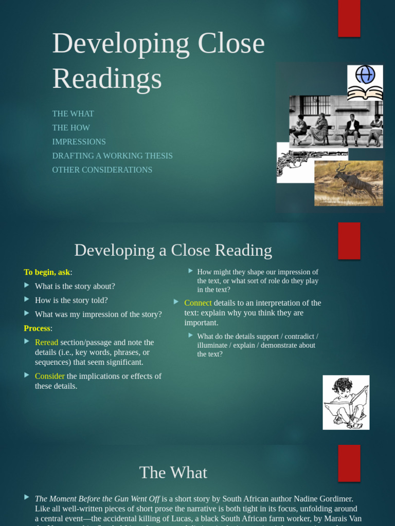 Developing Close Readings - Gordimer | PDF | Narration | Narrative