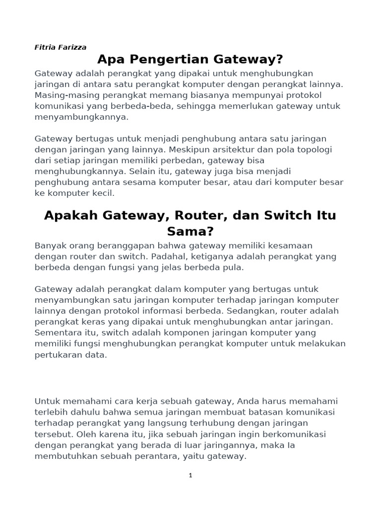 Pengertian Gateway | PDF
