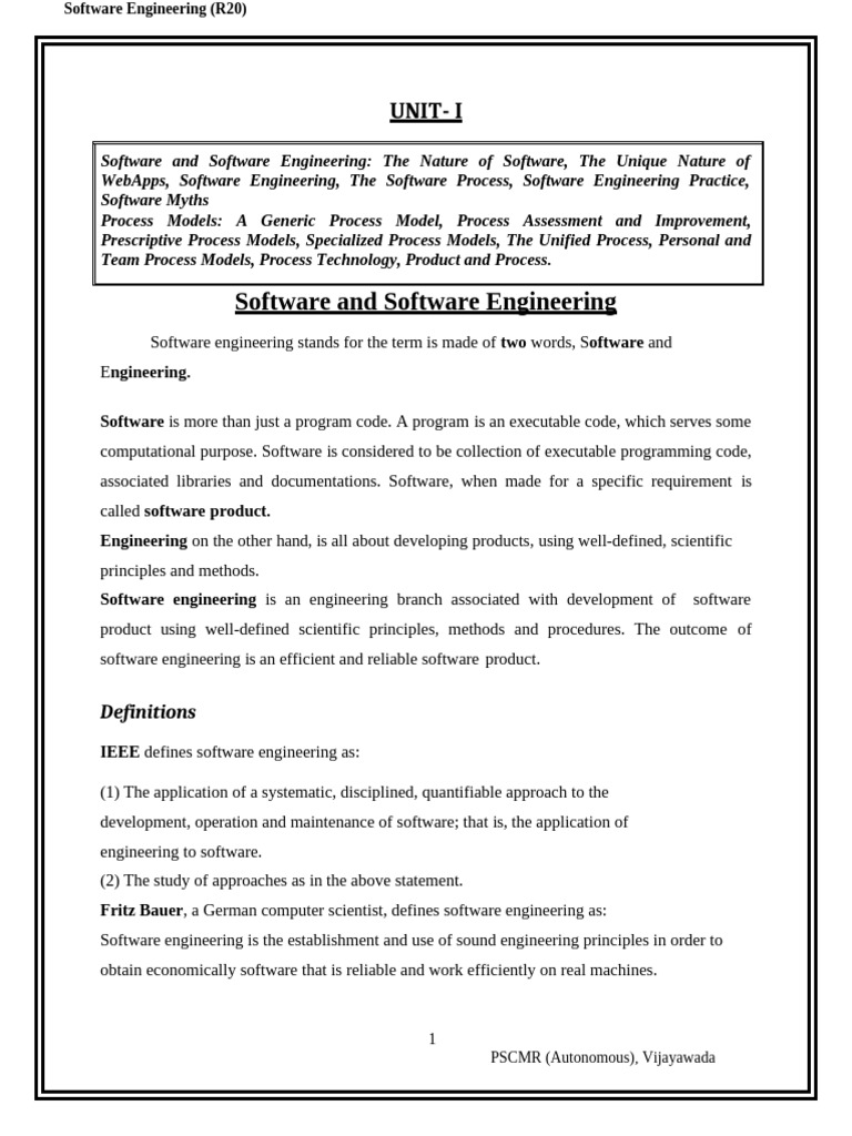UNIT - 1 | PDF | Software Prototyping | Software Development Process
