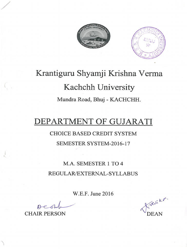 Ma Gujarati Syllabus 2016 | PDF