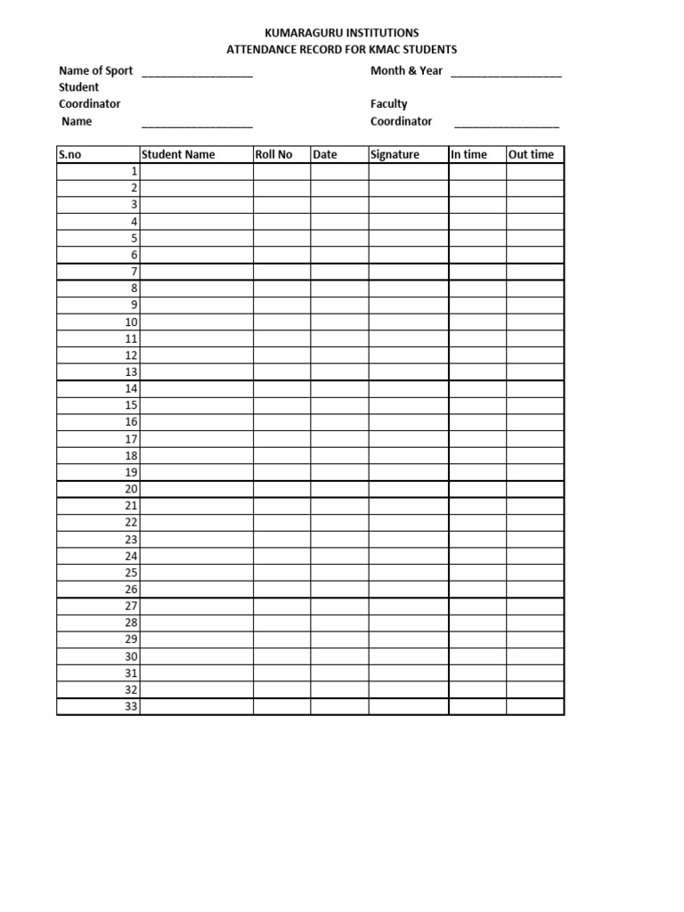 KMAC Student Attendance Record | PDF