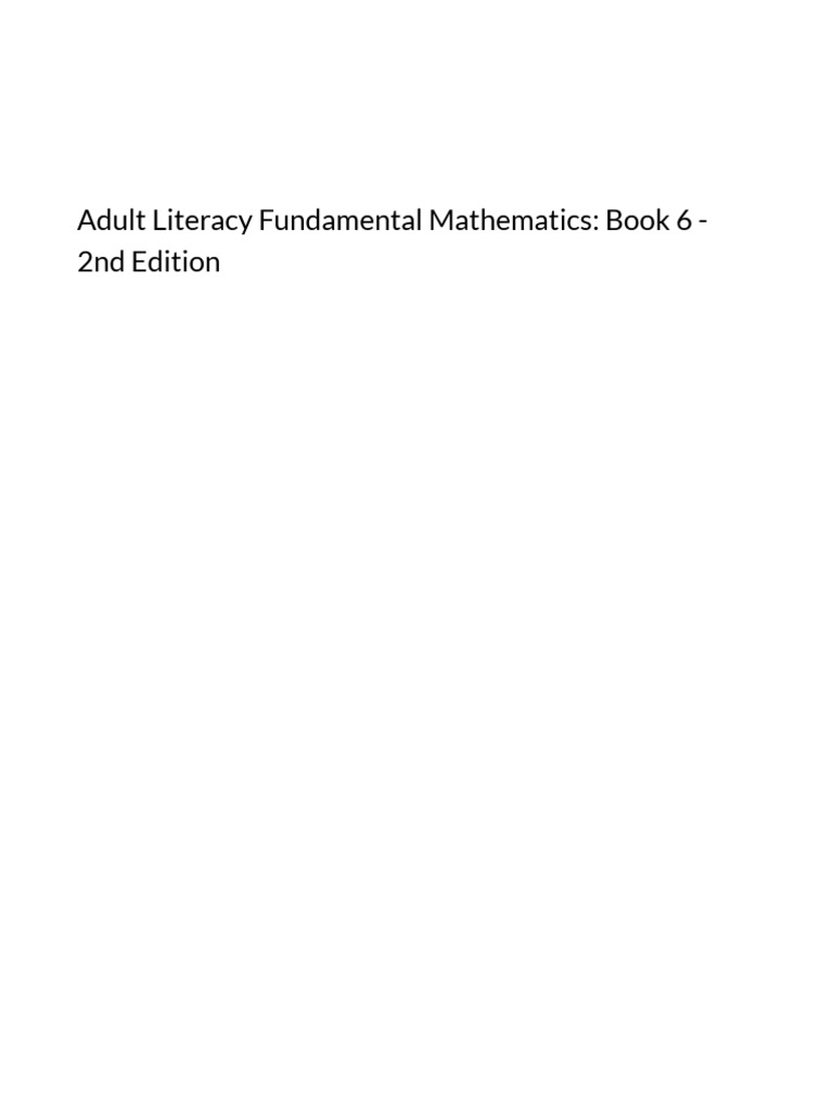 Adult Literacy Fundamental Mathematics Book 6 2nd Edition 1674770367 ...