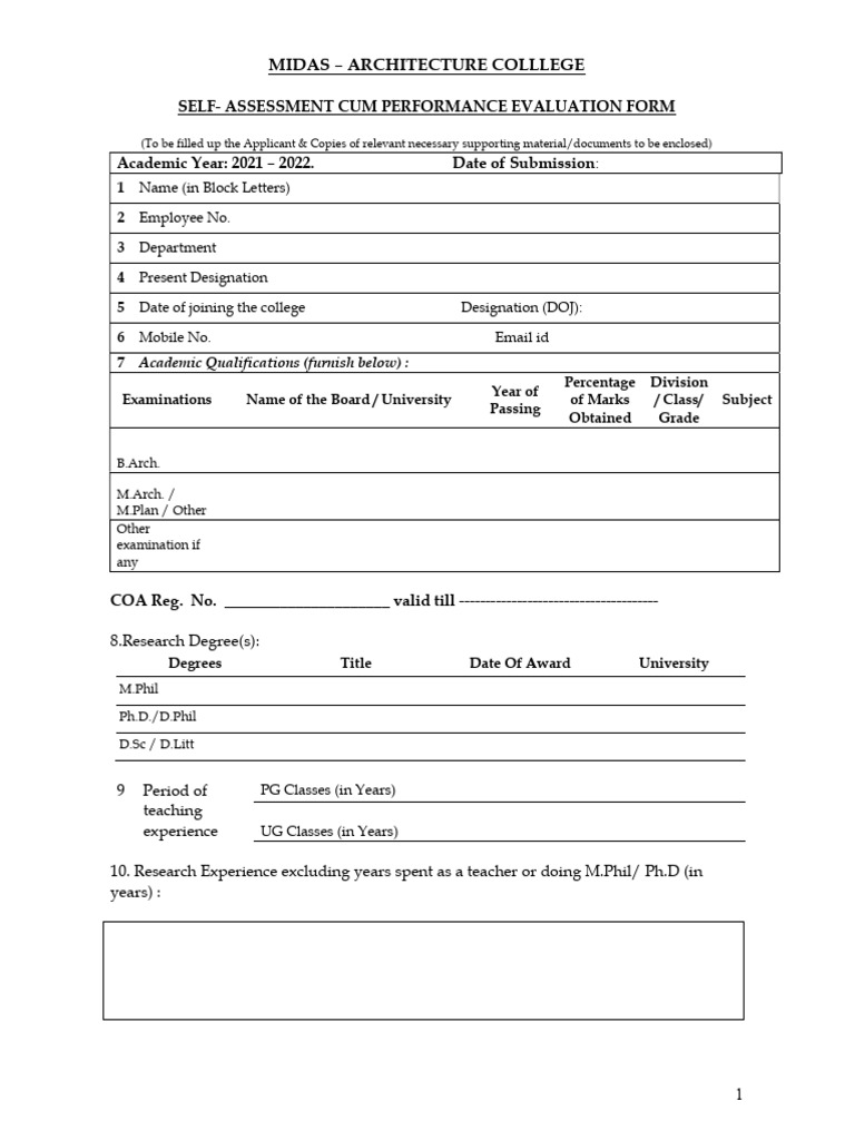 Faculty Performance Evaluation Form | PDF | Academic Degree ...