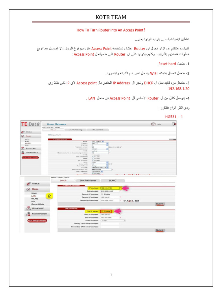How To Turn Router Into An Access Point | PDF