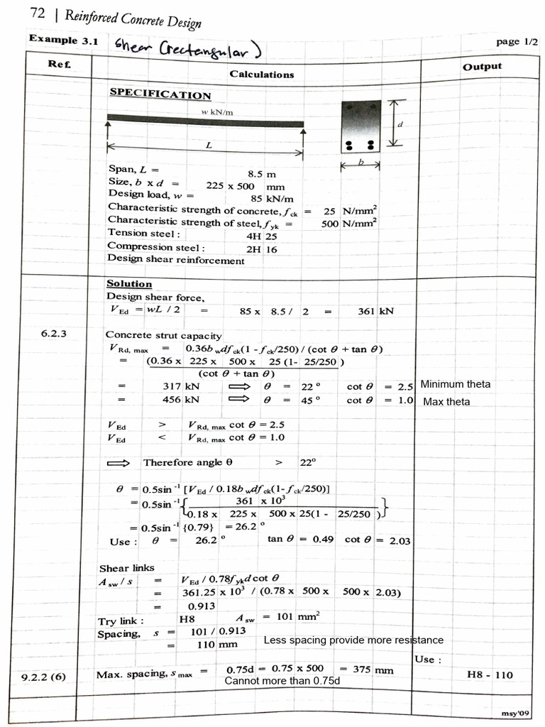 3 Example - Shear | PDF | Structural Engineering | Concrete