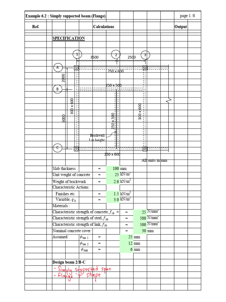 6.2 Example - Simple beam (flange) | PDF | Civil Engineering | Structural Engineering