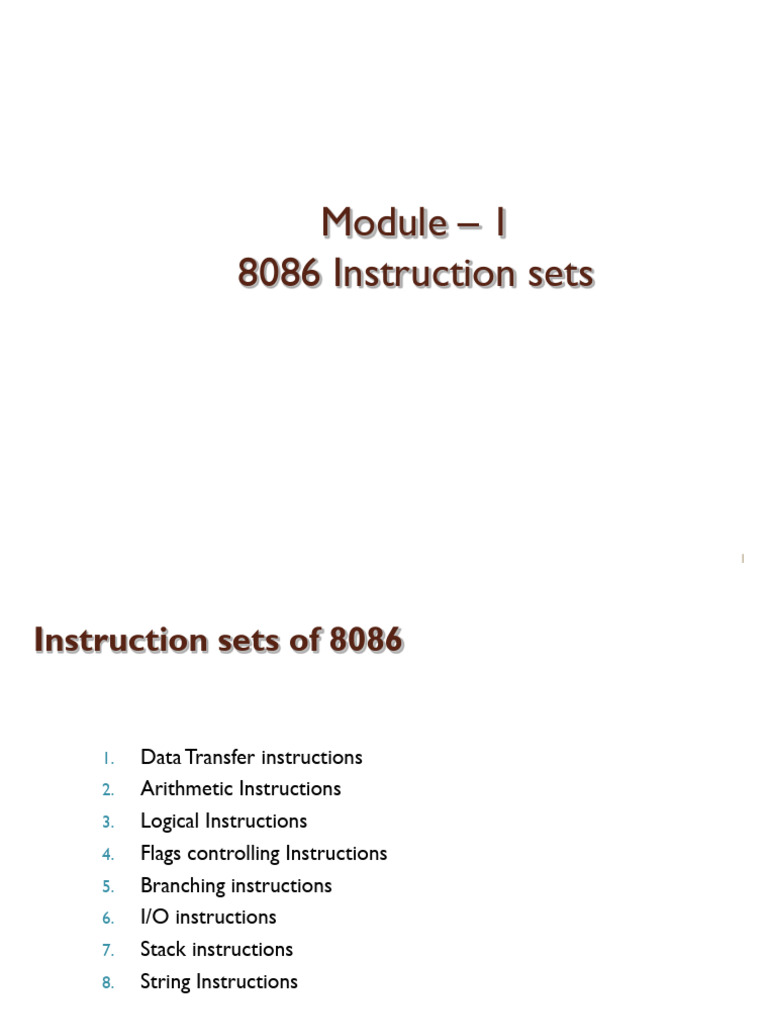 8086 Instruction Set Overview | PDF | Binary Coded Decimal | X86 Architecture