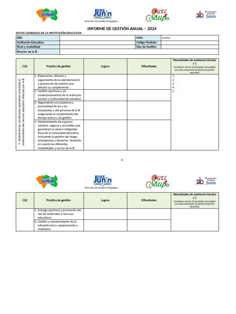 Anexo 1 INFORME DE GESTIÓN ANUAL - 2024 | PDF | Pedagogía | Maestros