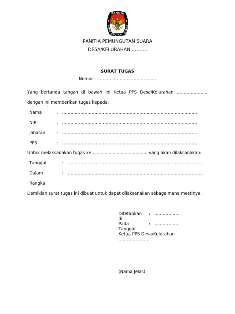 Format Surat Tugas (PPS) | PDF