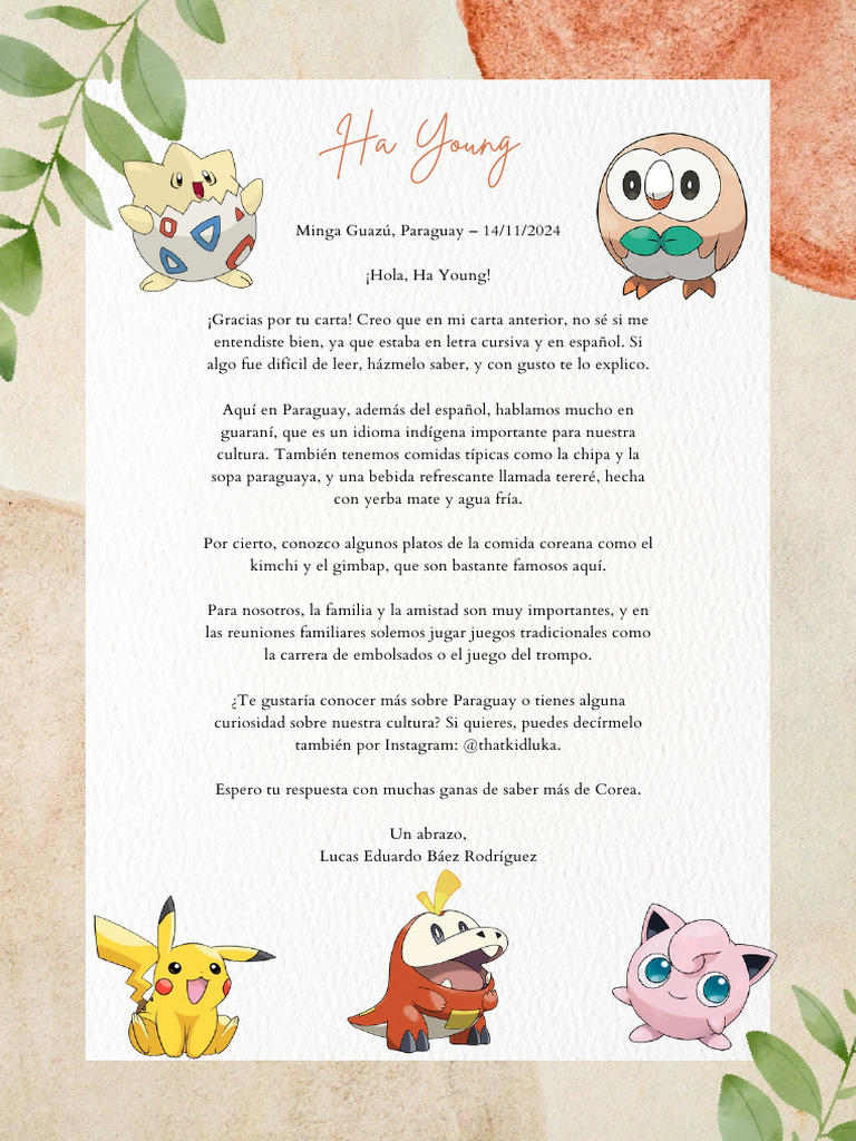 Ha Young Carta para Corea | PDF