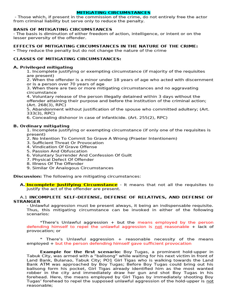 MITIGATING-CIRCUMSTANCES | PDF | Crimes | Crime & Violence