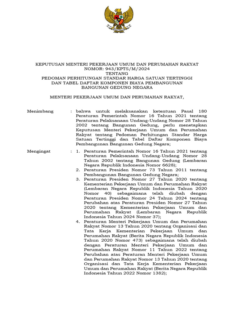 Kepmen Pupr 943 Kpts M 2024 | PDF