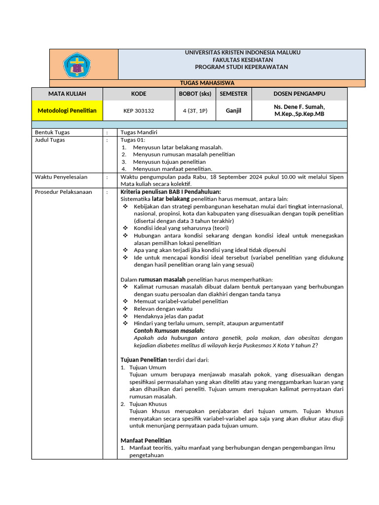 Rubrik Tugas Metpen 1 | PDF