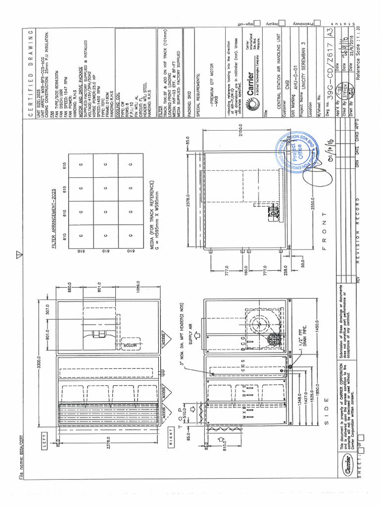AHU Detailed Drawings - Signed | PDF