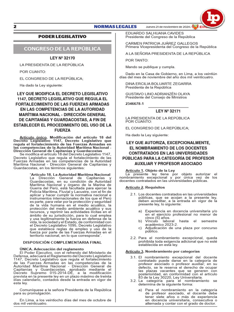 Ley 32171 LPDerecho | PDF | Gobierno