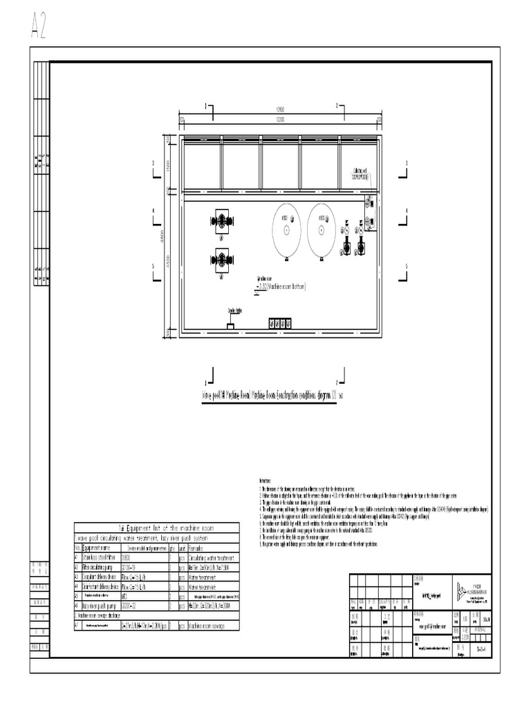 Wave Pool (1#) Construction Condition Diagram of Machine Room | PDF