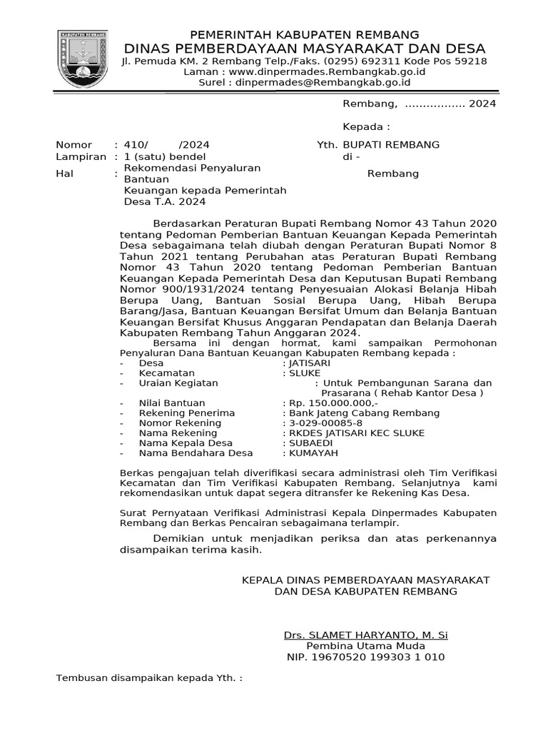 Template Dokumen Proposal Dan Pencairan Bankab 2024 | PDF