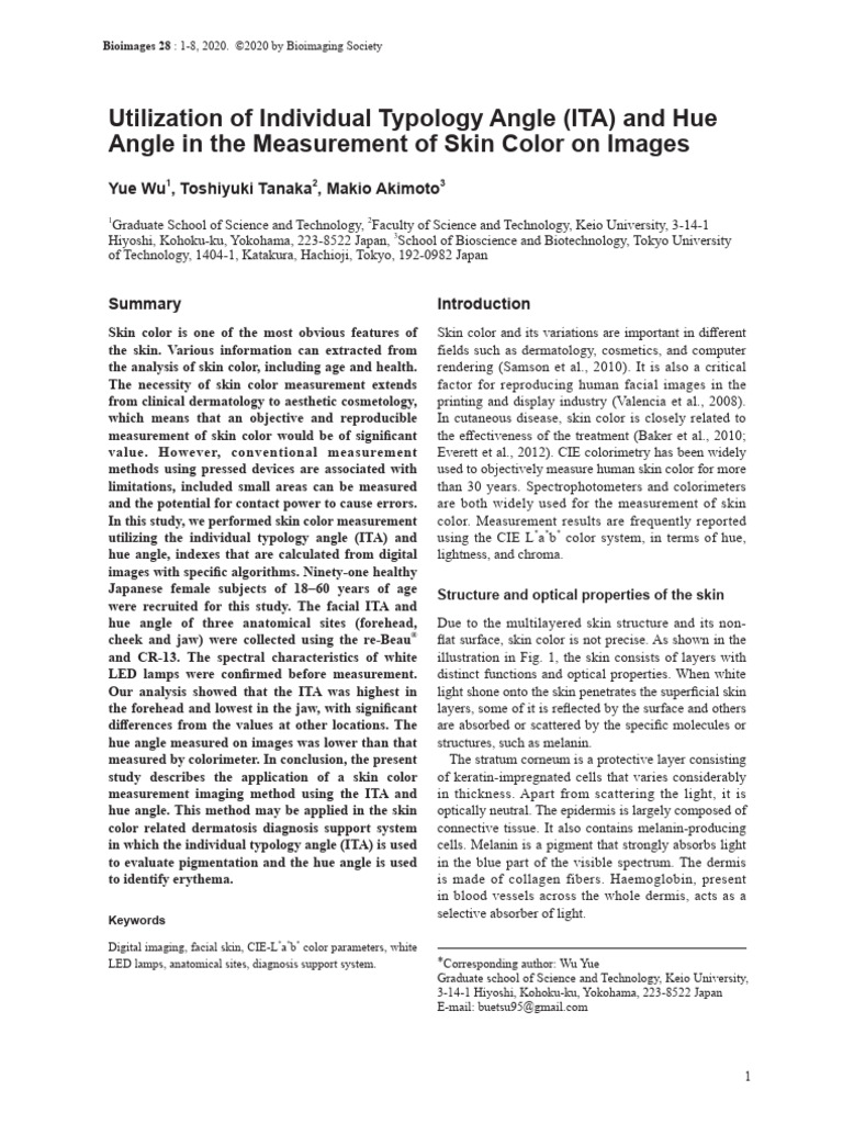Measuring Skin Color with ITA and Hue | PDF | Rgb Color Model | Color