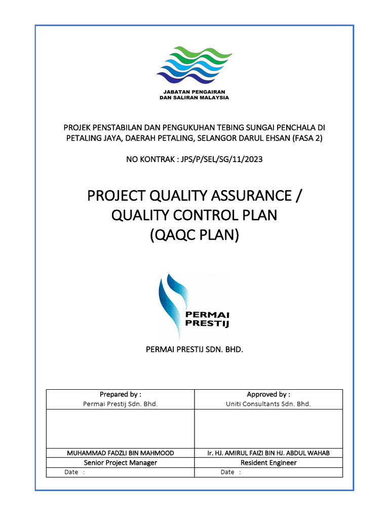 JPS SP - Project QAQC Plan - Final | PDF | Occupational Safety And Health | Quality Assurance