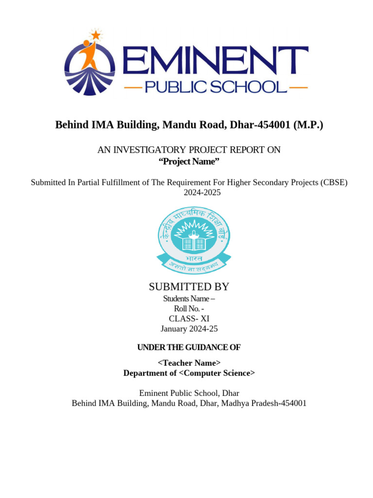 Project Front Page, Certificate & Acknowleadgement-1 | PDF