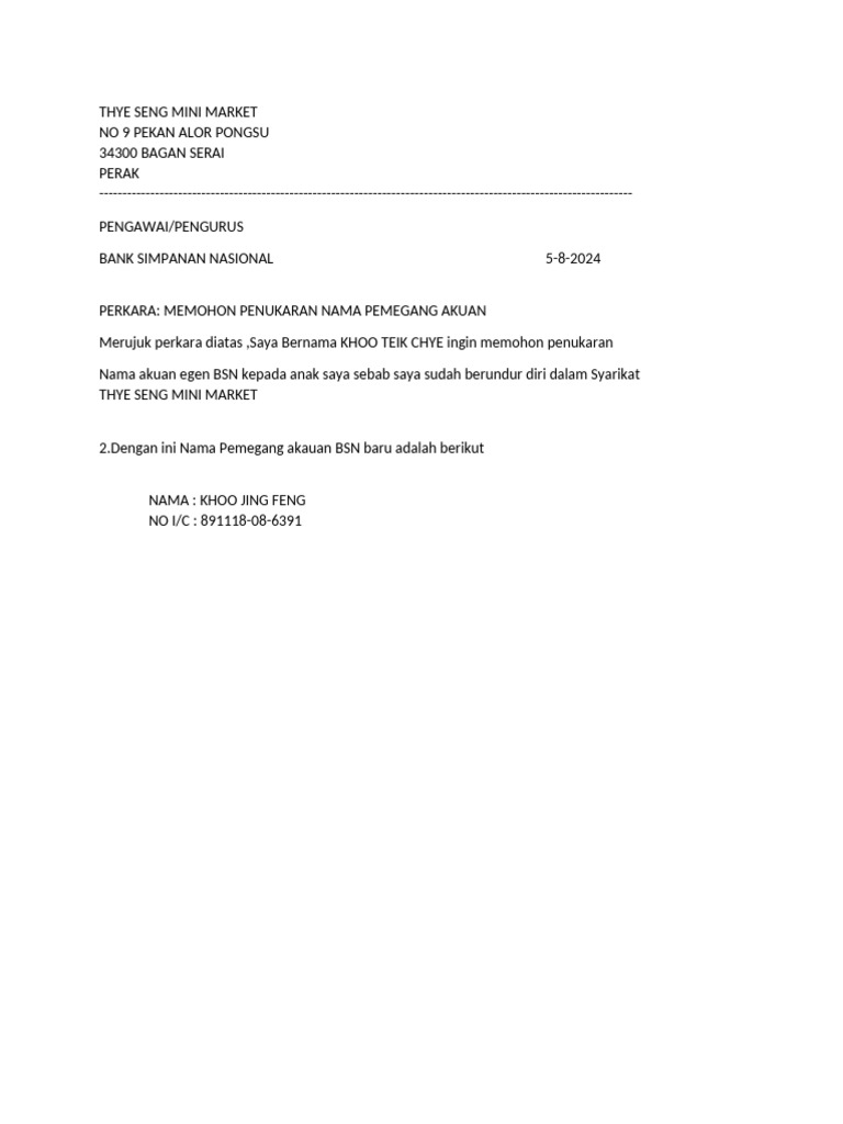 Thye Seng Mini Market | PDF