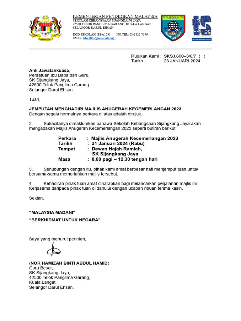 Surat Jemputan Ajk Pibg Mak | PDF