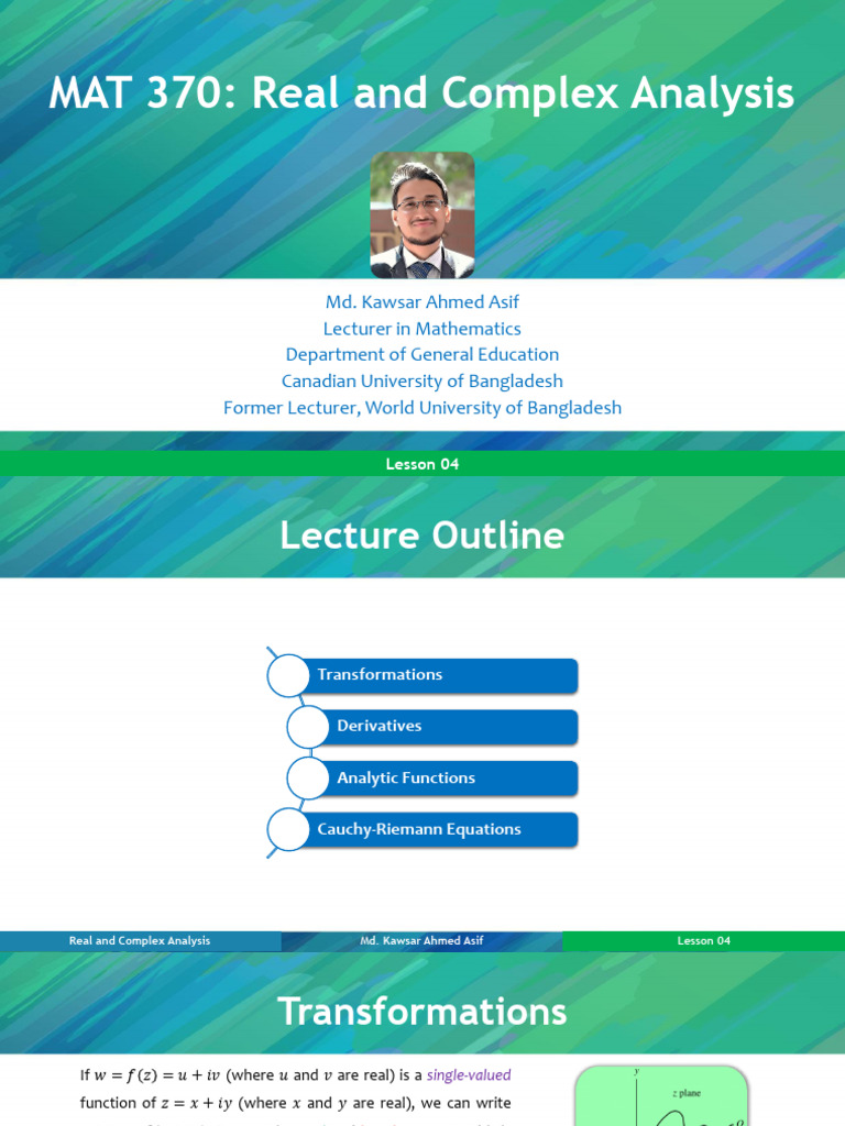 Real and Complex Analysis (Lesson 04) | PDF | Analytic Function | Function (Mathematics)