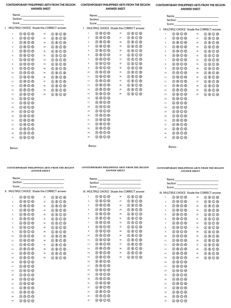 CPAR Answer sheet | PDF