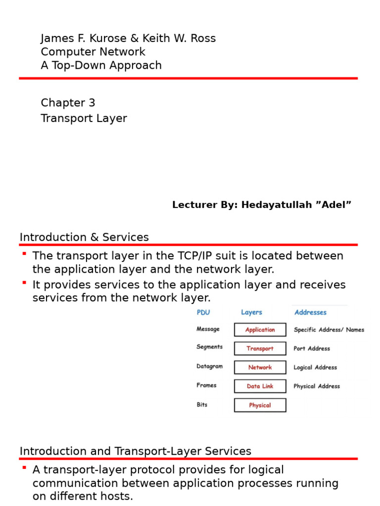 CHP 3 Transport Layer - 100529 | PDF | Transmission Control Protocol | Port (Computer Networking)