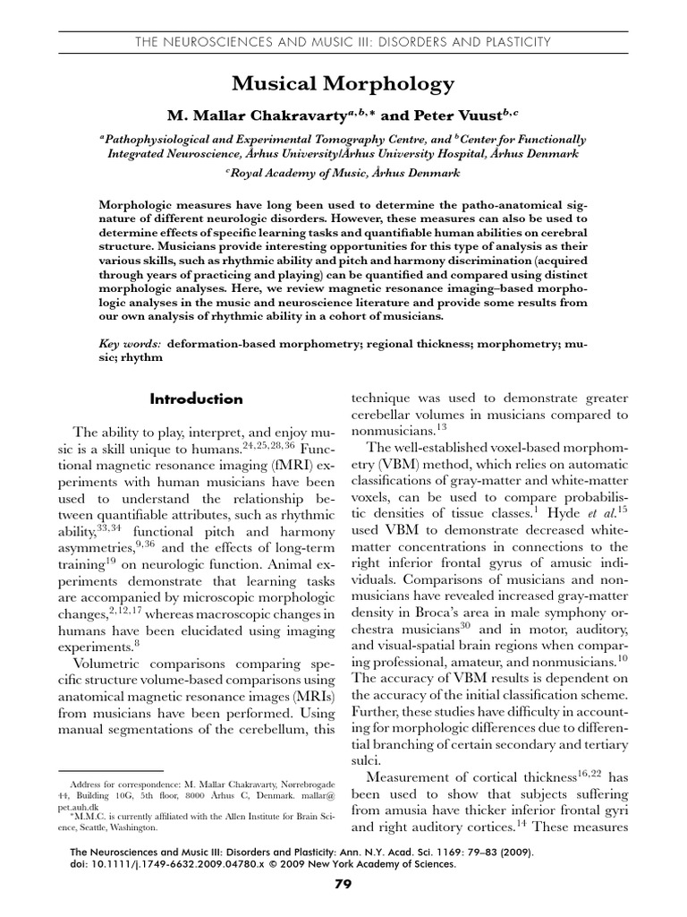 2009 Chakravarty Vuust Musical Morphology | PDF | Cerebral Cortex | Magnetic Resonance Imaging