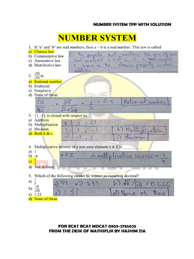 Number System TPP With Solution | PDF