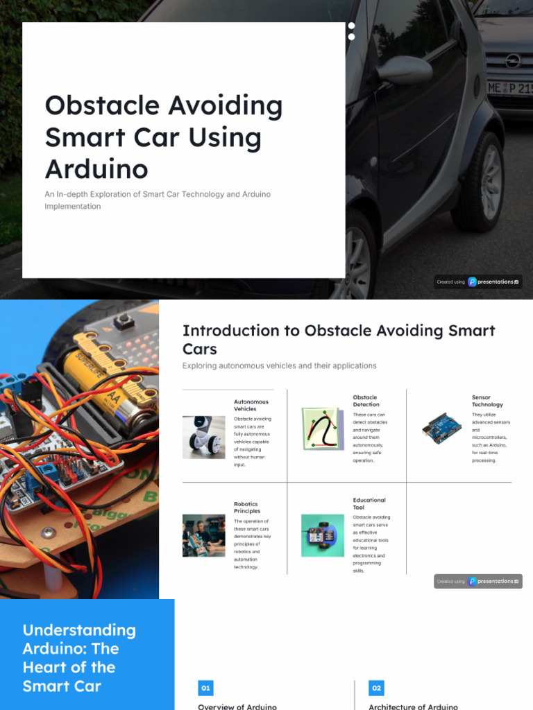 Obstacle Avoiding Smart Car Using Arduino Presentation | PDF