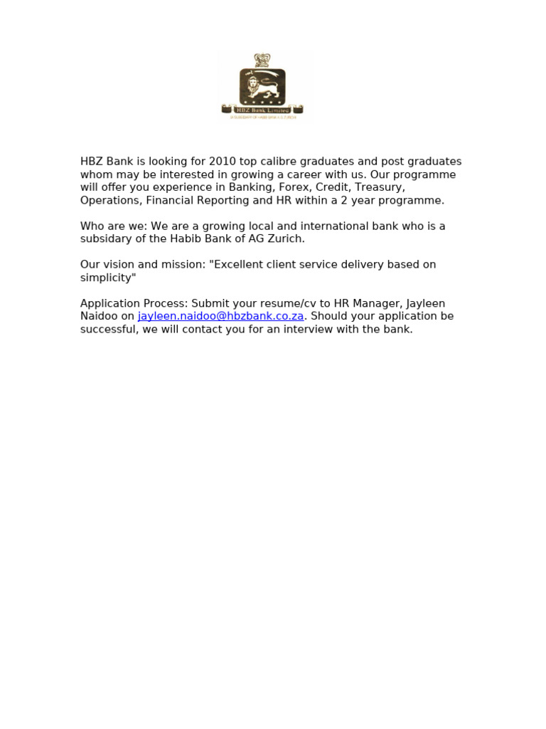 HBZ Bank Advert | PDF