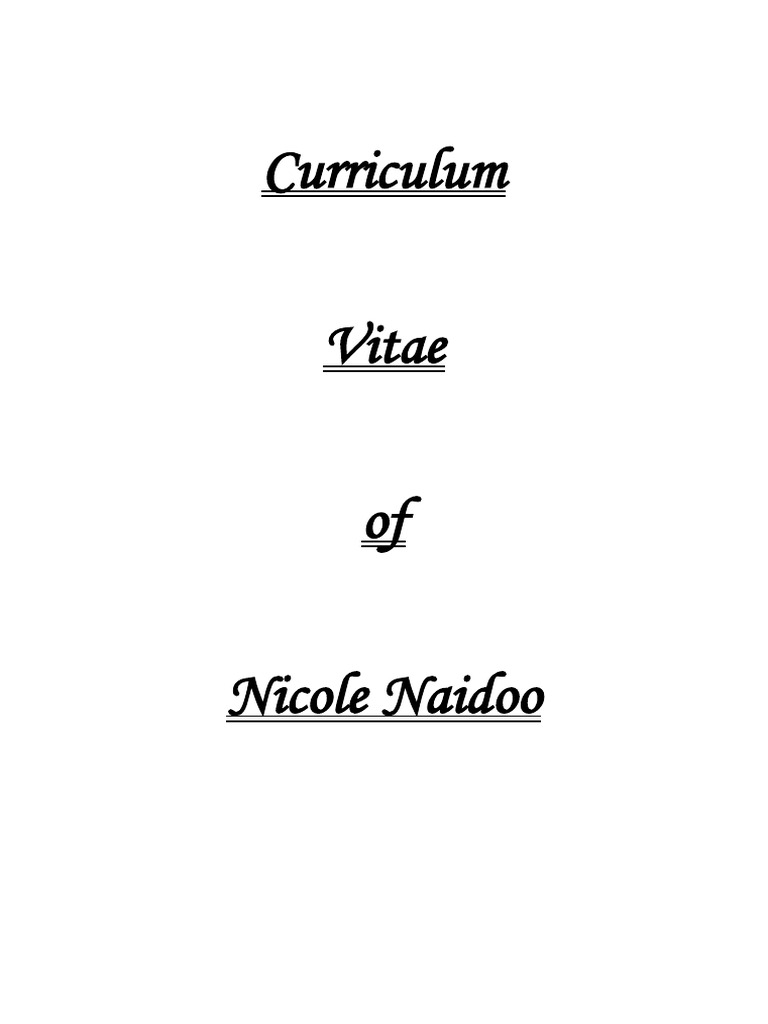 Curriculum Vita of Nicole Naidoo | PDF