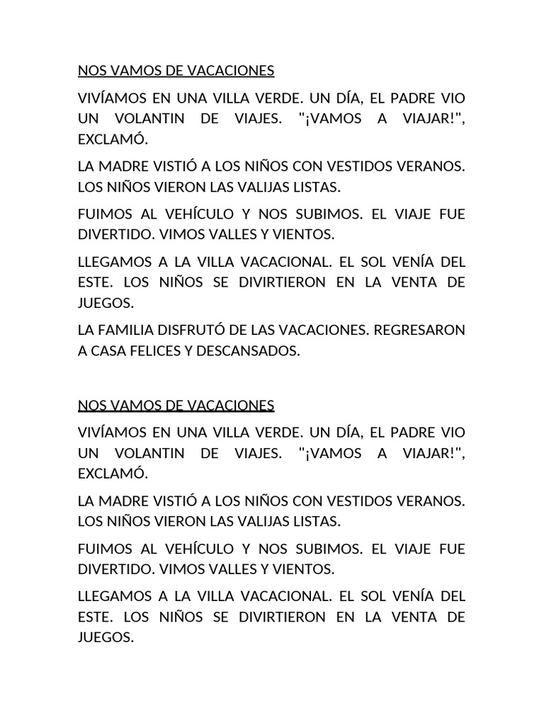 Vacaciones en familia: un viaje divertido | PDF