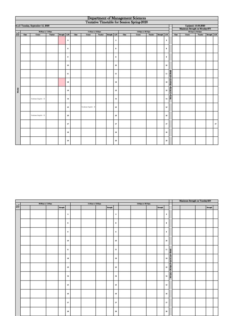 Time Table S-2020 (Tentative) | PDF | Economies | Business Time Table S-2020 (Tentative) | PDF | Economies | Business