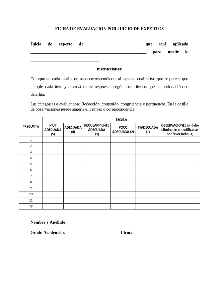 Formato de Validación de Instrumento | PDF