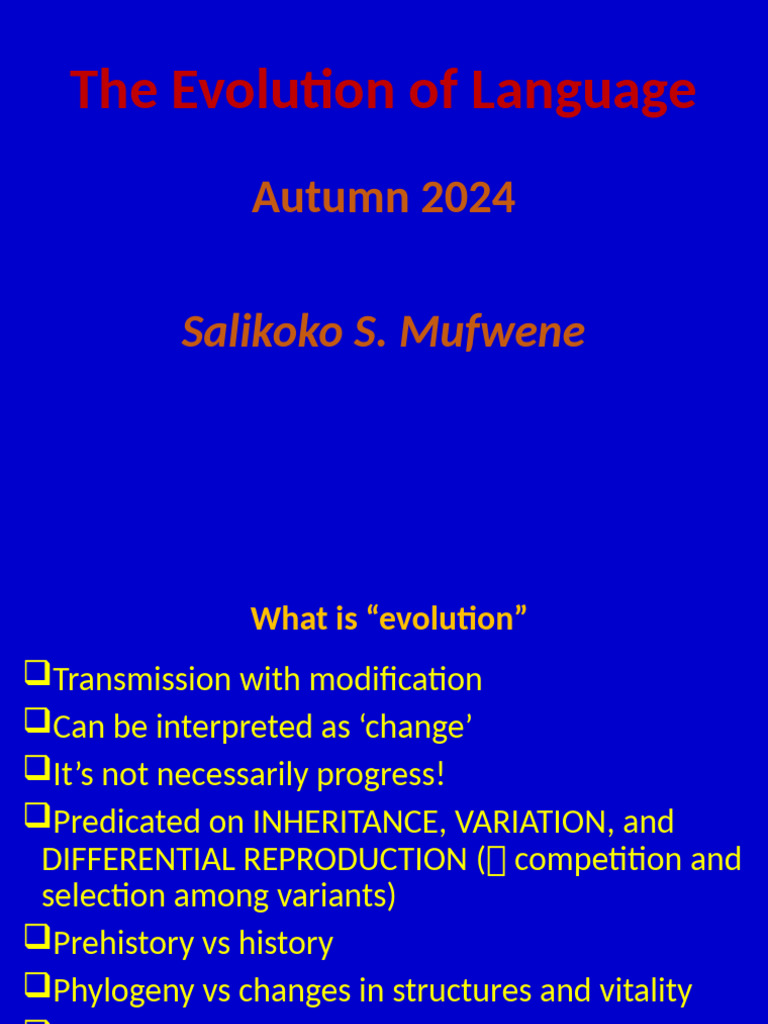 Evolution of Language Autumn 2024 | PDF | Speech | Homo
