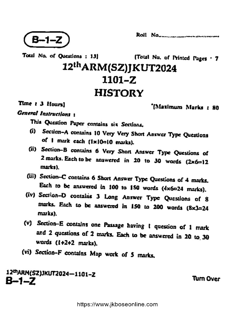 Jk Bose Class 12 History 1101 z 2024 | PDF