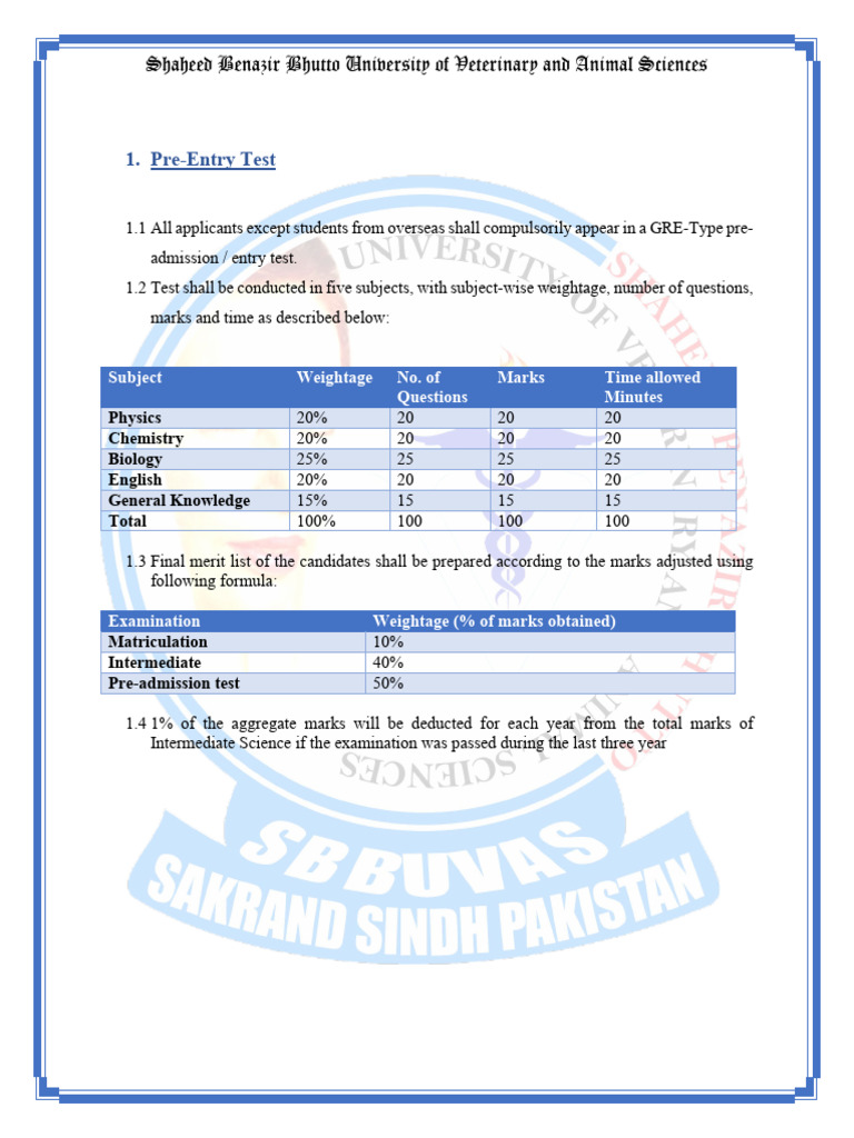Pre Entry Test | PDF