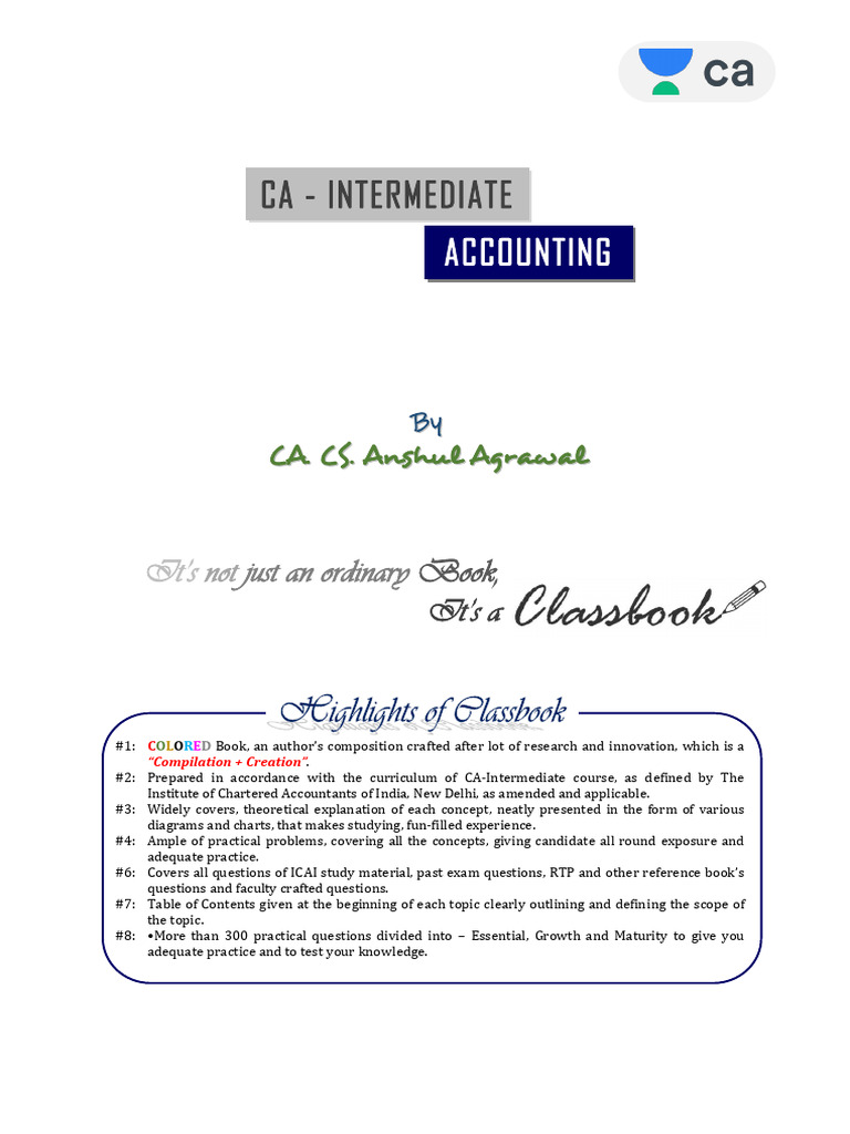 CA-Intermediate Accounting Book by CA CS Anshul Agrawal | PDF | Expense | Revenue