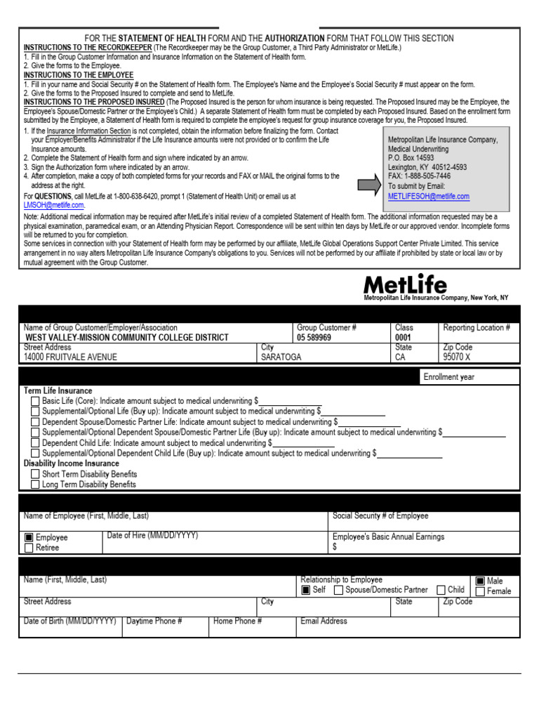 Statement of Health Form Instructions | PDF | Fraud | Insurance