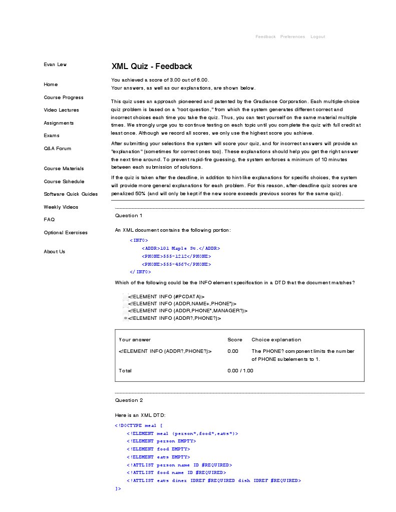 Introduction To Databases Quiz DTD | PDF | Xml Schema | Computer File Formats