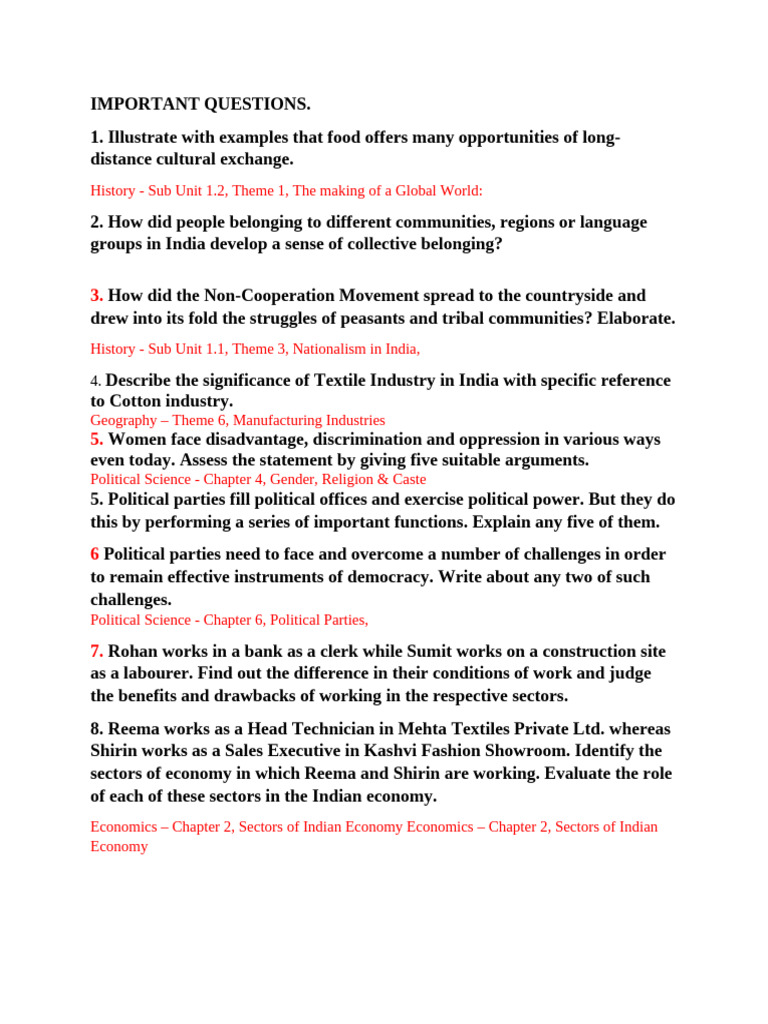 Important Questions | PDF