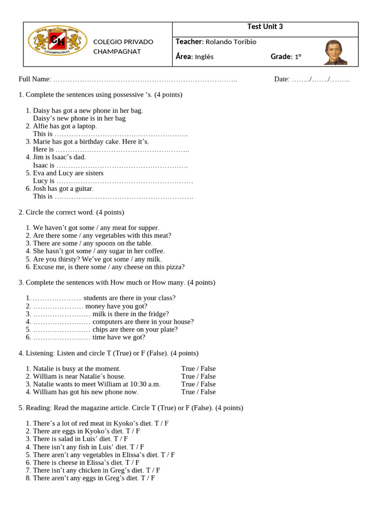 Unit 3 - First Grade | PDF