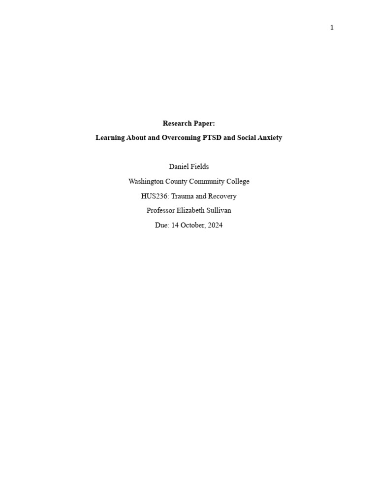 PTSD and Social Anxiety: A Dual Challenge | PDF | Anxiety ...