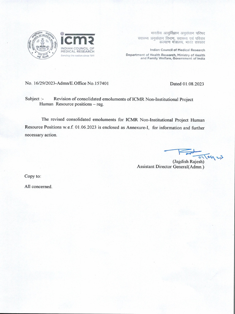 Revision of Emoluments of Project Staff | PDF