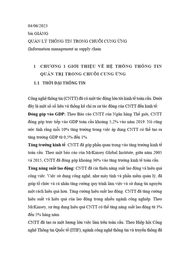 Baigiang Duthao V02 Hethongthongtin Logistics | PDF